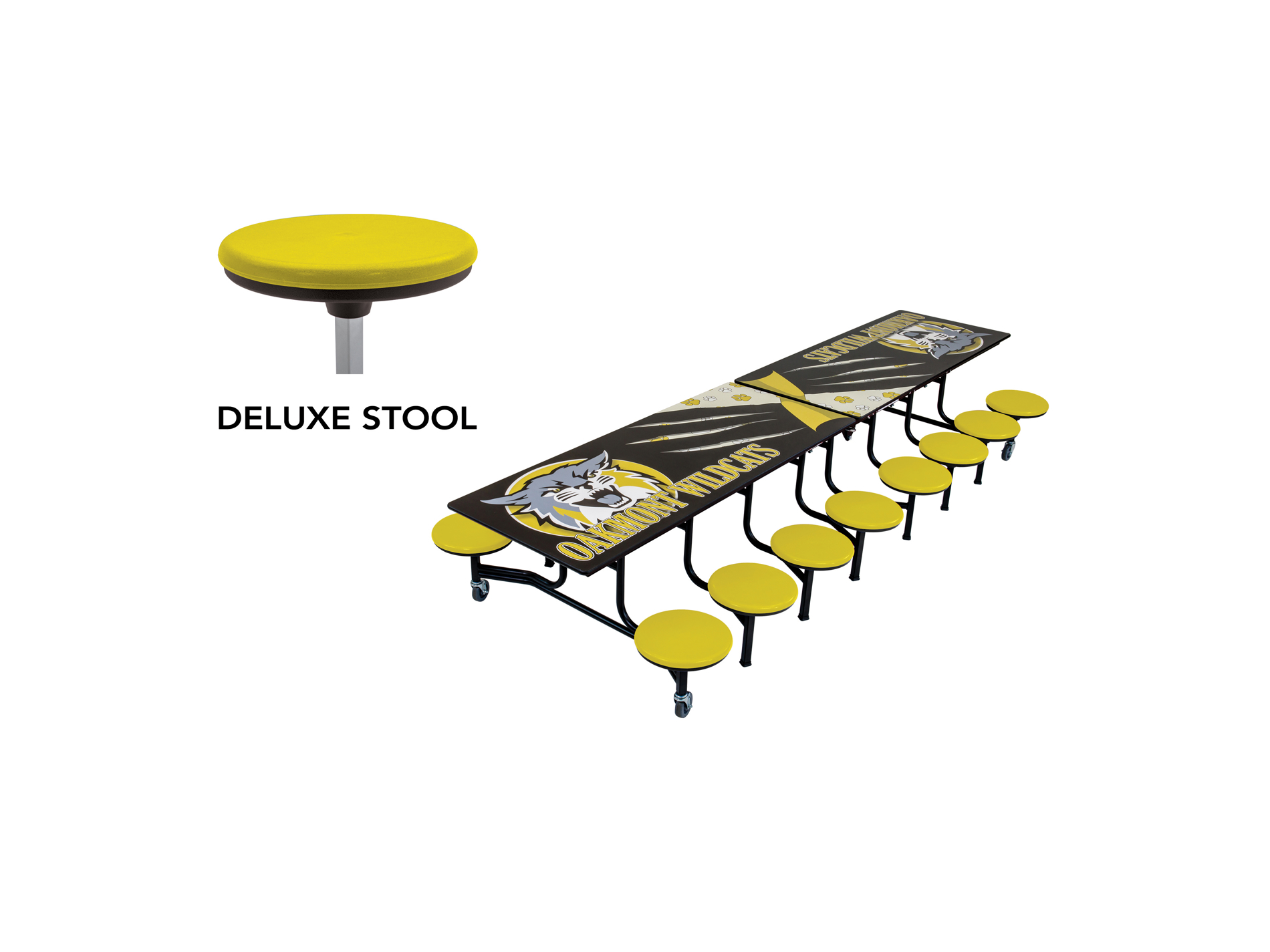 Mobile Stool Table - Rectangle - 16 Stools | AmTab | Modern Popular Fun