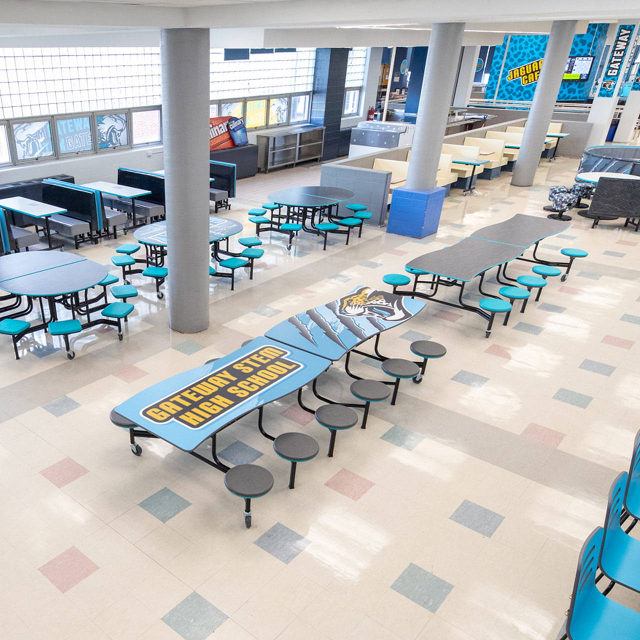 Mobile Stool Table Ocean Waves | AmTab | Modern Popular Fun