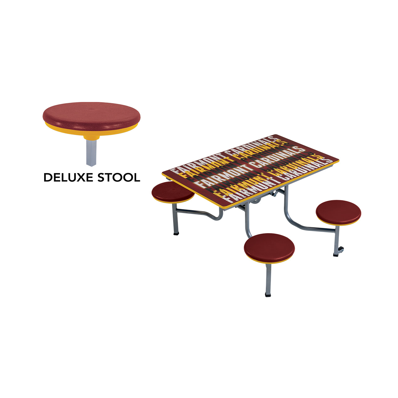 Mobile Stool Table - Rectangle - 4 Stools | AmTab | Modern Popular Fun
