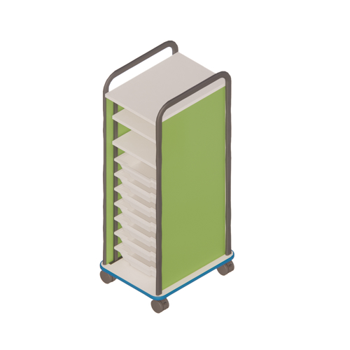 Mobile Shelving and Storage - Single - Open Front with 2 Shelves and 7 ...