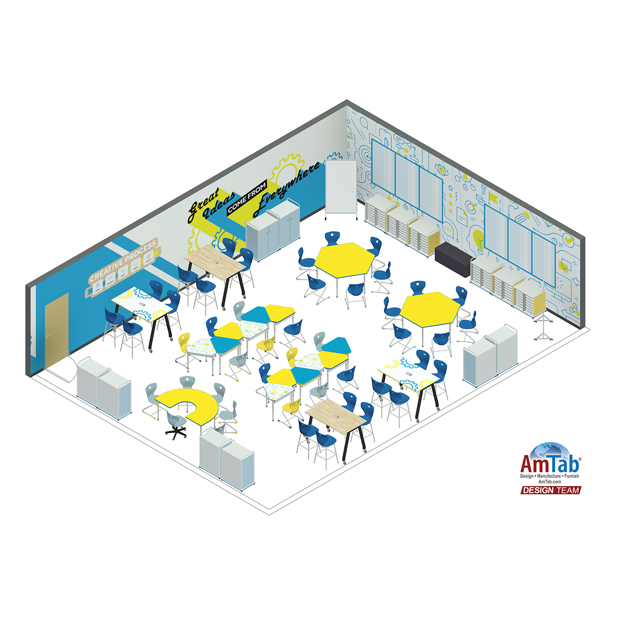 Active Collaborative Learning Table - Hexagon | AmTab | Modern Popular Fun