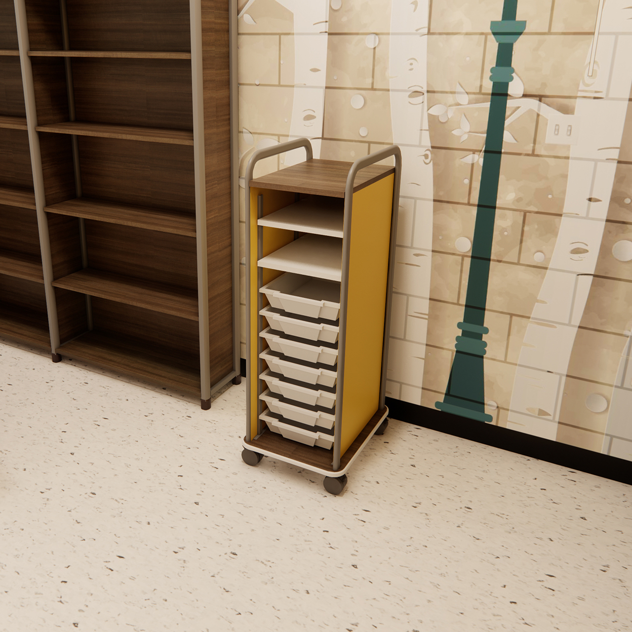 Mobile Shelving and Storage - Single - Open Front with 2 Shelves and 7 ...
